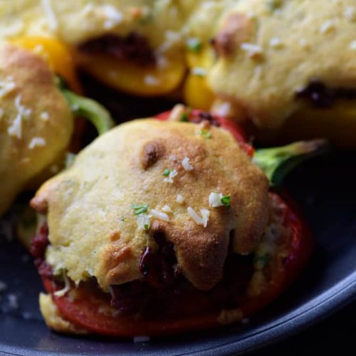 Stuffed Peppers with Cheesy Cornbread Crust Recipe - Add a Pinch