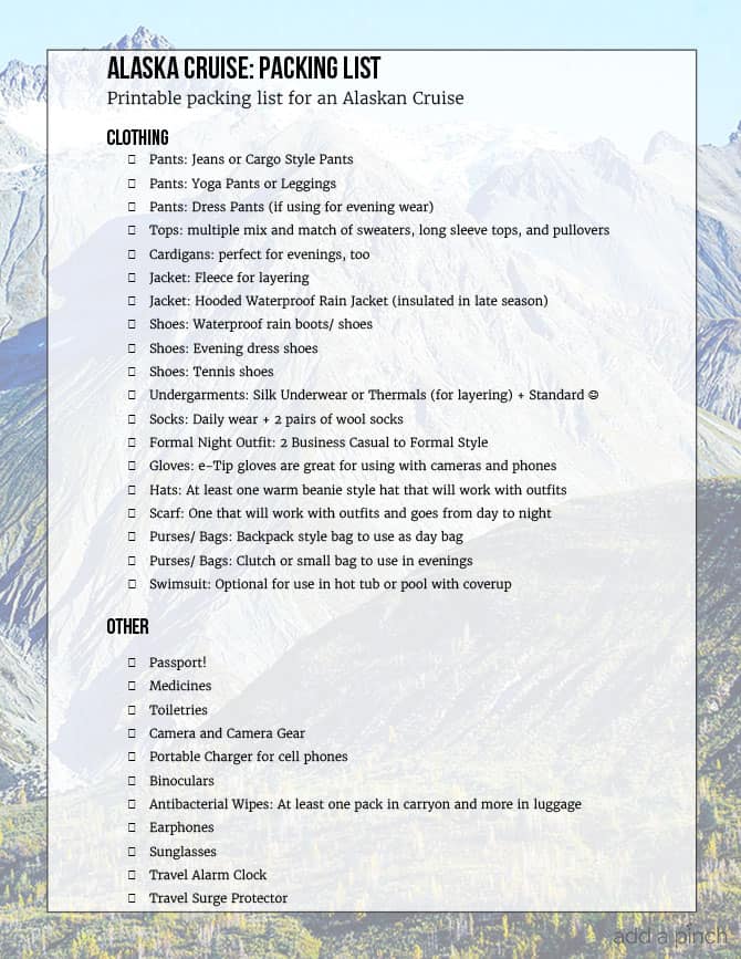 Alaska Cruise Packing List Change Comin