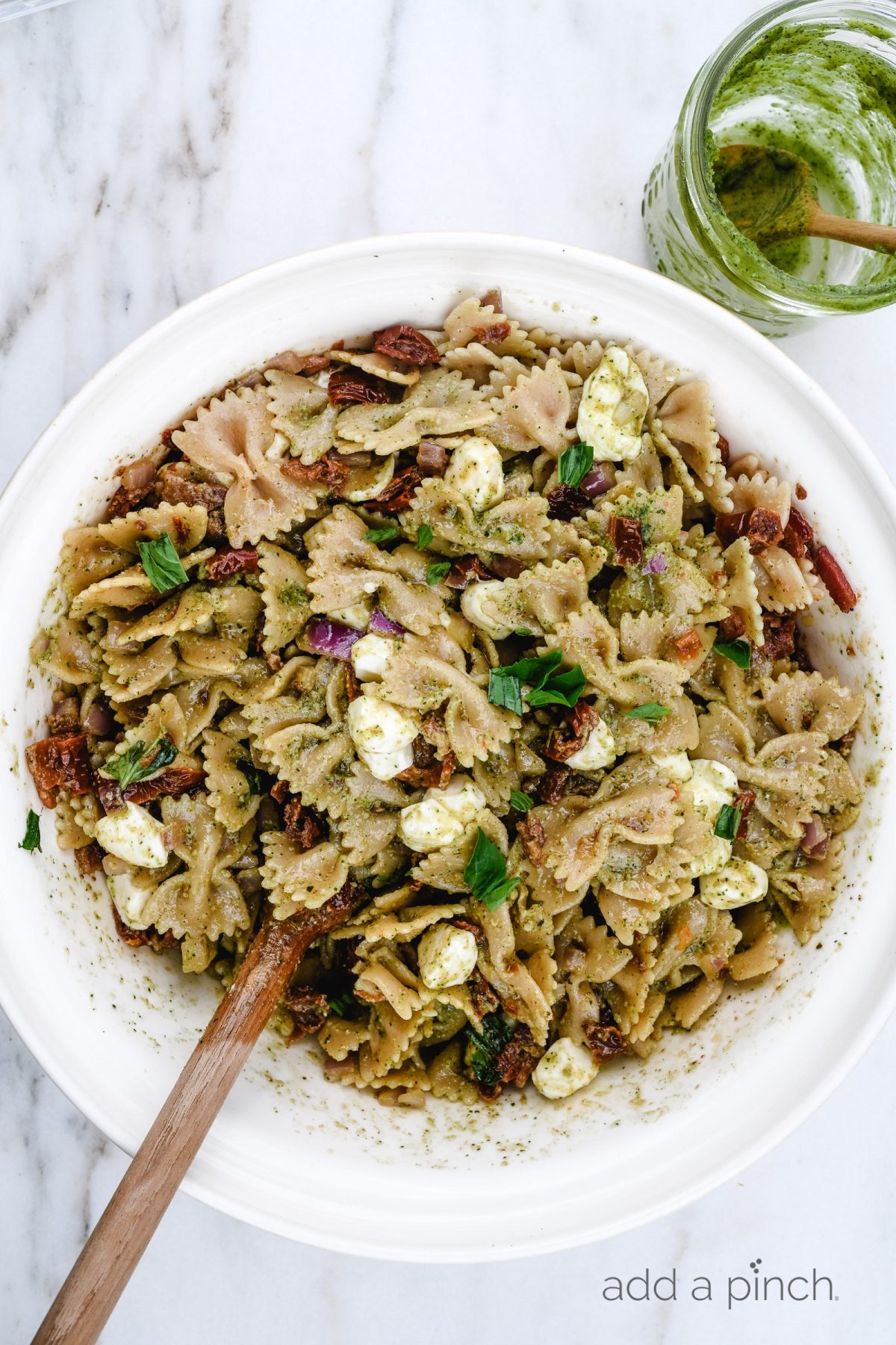 Pesto Caprese Pasta Salad Recipe - Add a Pinch